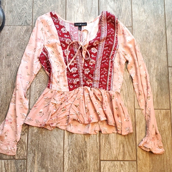 Derek Heart | Tops | Nwot Pink Peasant Top | Poshmark